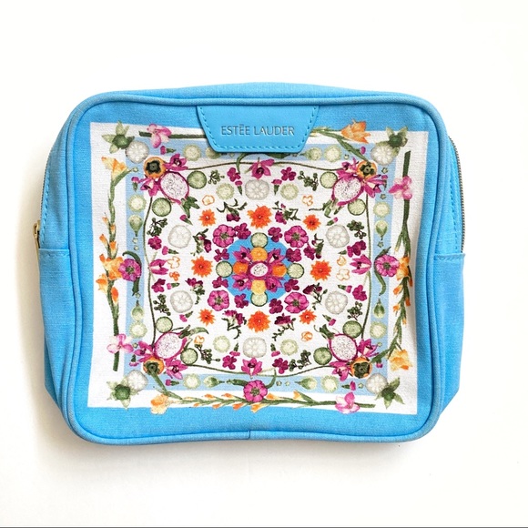 Estee Lauder | Bags | New Estee Lauder Blue Floral Cosmetic Toiletry ...